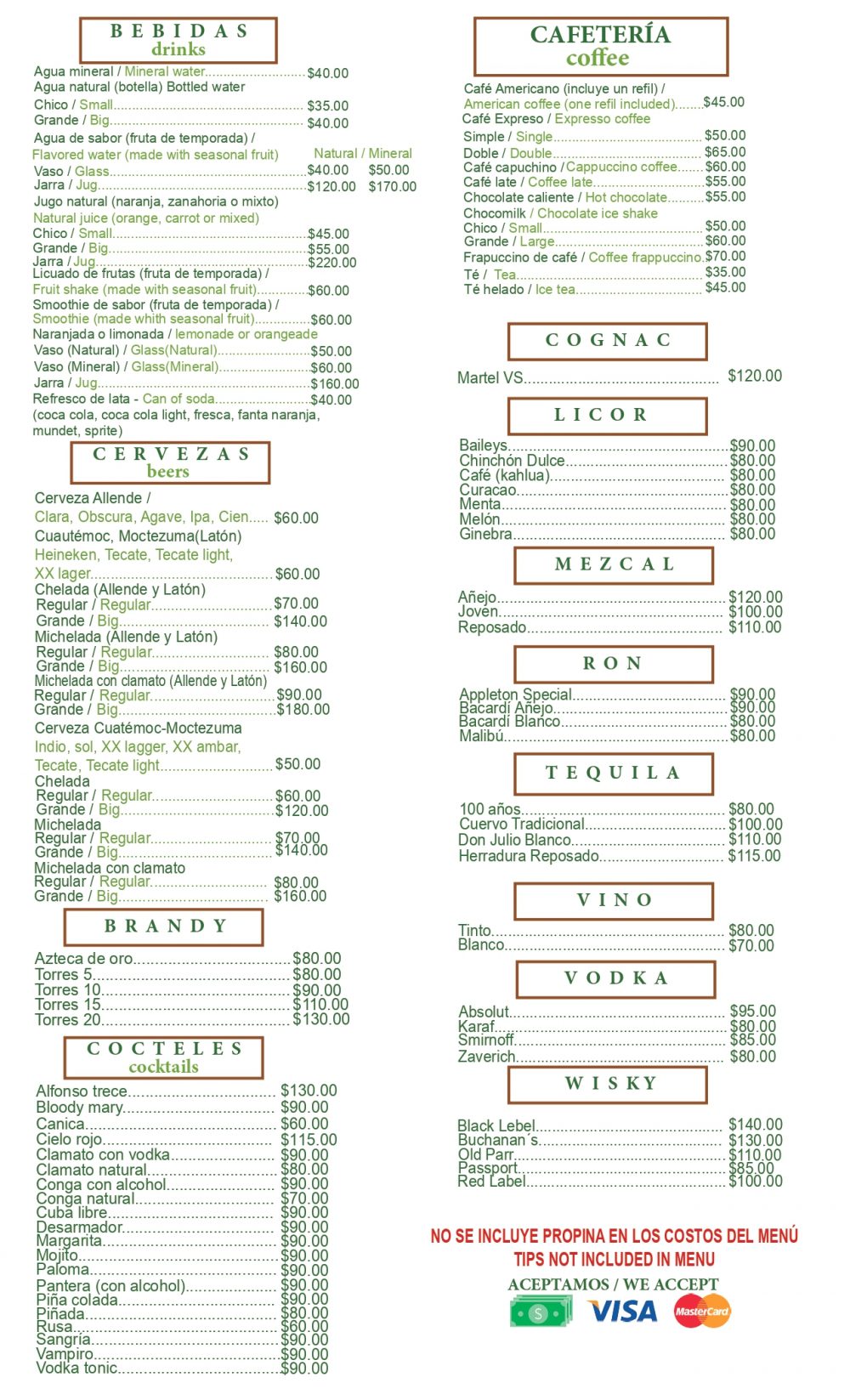 Menú Digital – La Gruta Spa