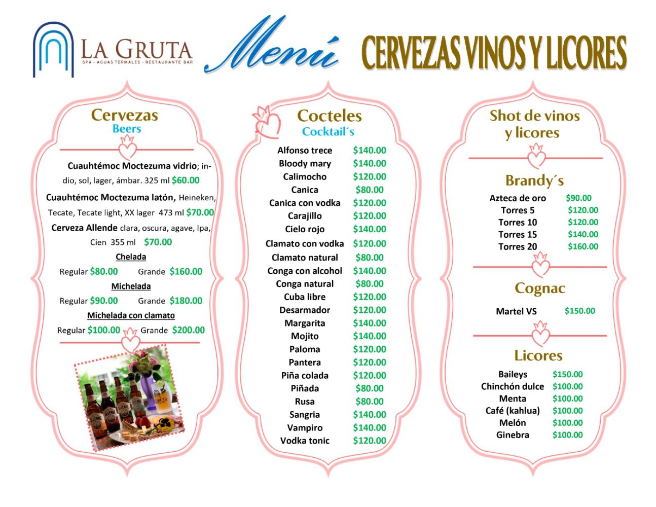 Menú Digital – La Gruta Spa